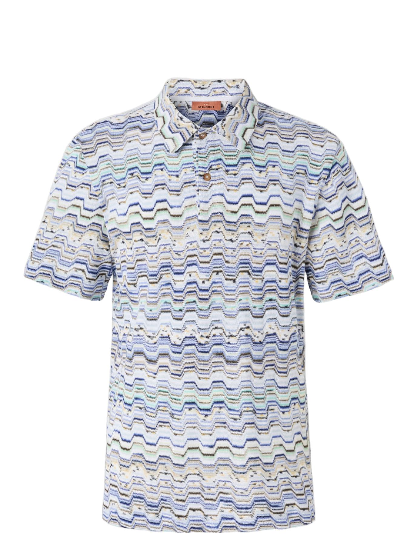 MISSONI cotton polo shirt with raschel knit and greek motif
